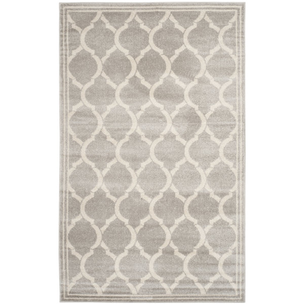 Lark Manor Ammundsen Geometric Light Grey/Ivory Area Rug & Reviews | Wayfair